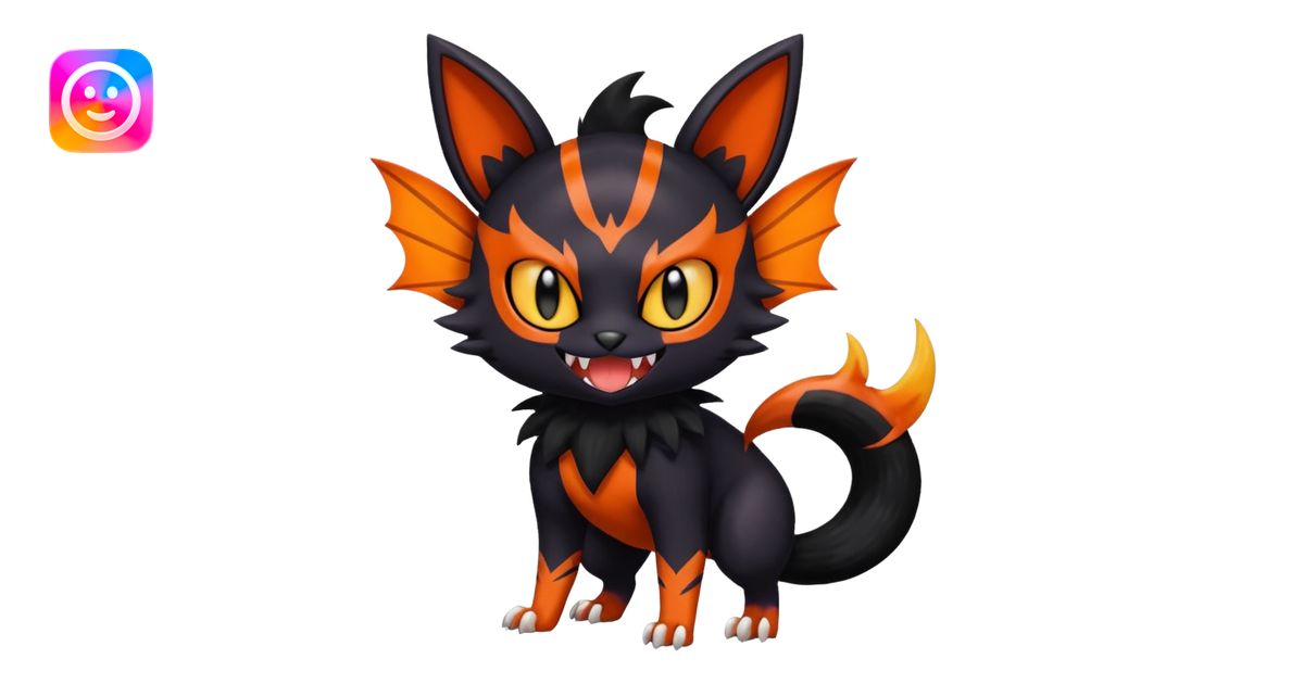 Noibat-Litten-Torracat-fusion-Fakemon-Pokémon-creature emoji | AI Emoji ...