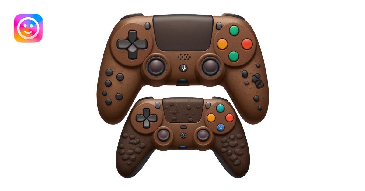 Two poops with glasses and a ps5 controller emoji | AI Emoji Generator