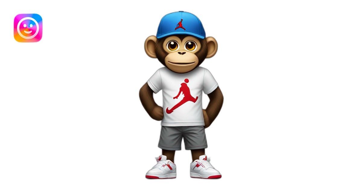 Monkey wearing Jordan 4 on its feet with a bunch of Nike clothes with a ...