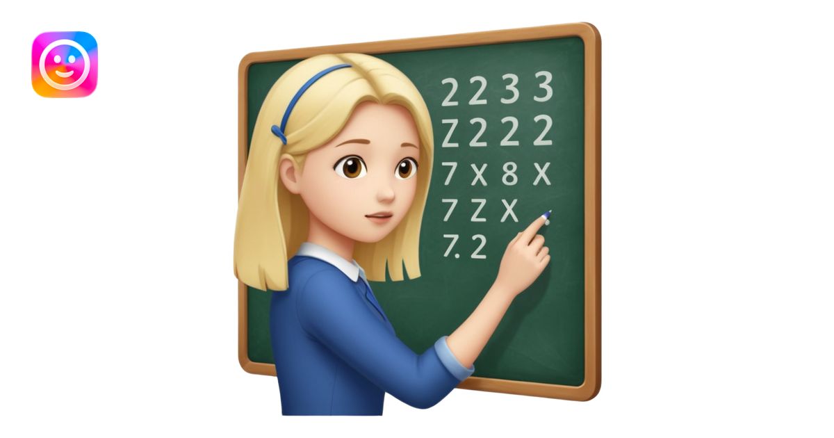 girl solving math problem on the board, side view. emoji | AI Emoji ...