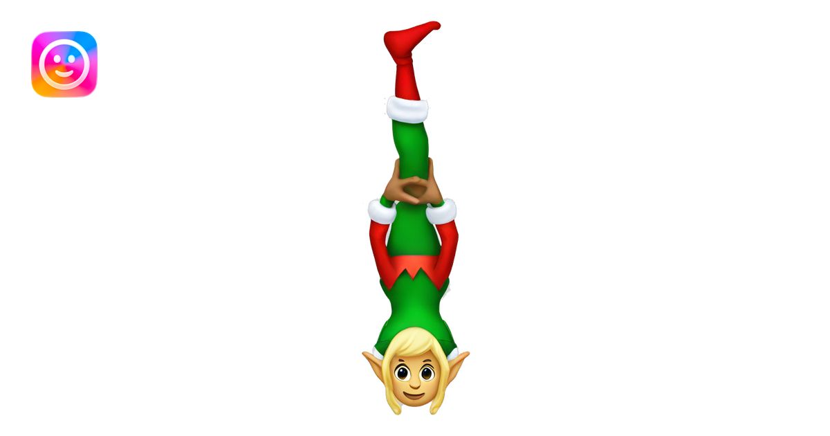 elf doing a handstand next to Santa Claus emoji | AI Emoji Generator