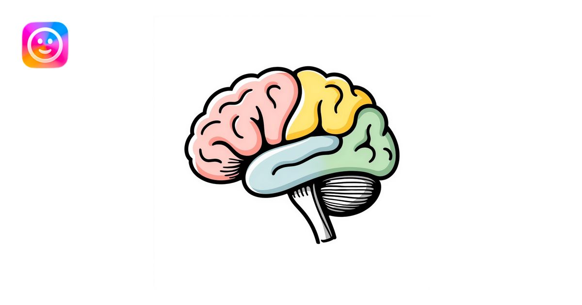 Anatomical brain diagram with colored regions: cerebrum in pink ...
