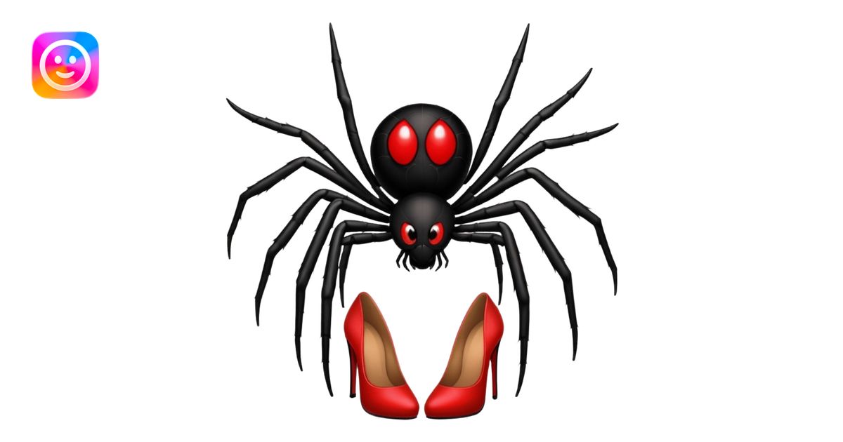 Spider with red high heels on all of his legs emoji | AI Emoji Generator