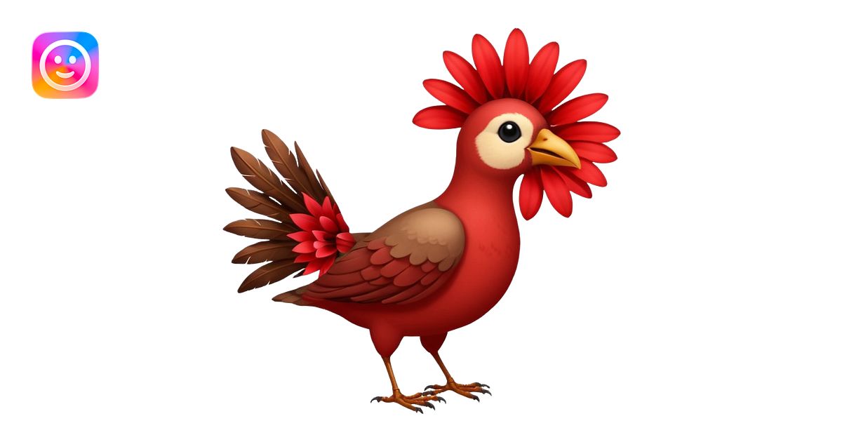 A bird carrying a red flower emoji | AI Emoji Generator