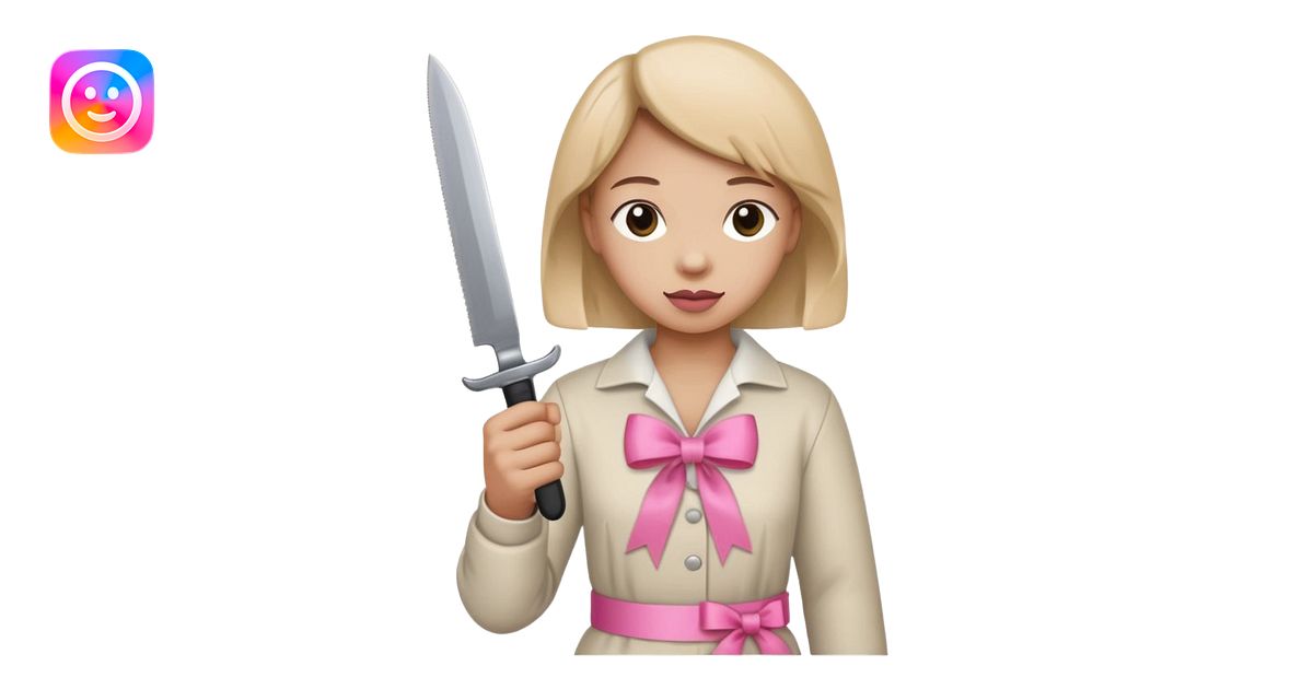 the handle of the knife is tied with a pink ribbon emoji | AI Emoji ...
