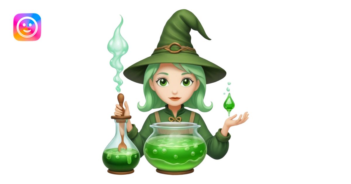 green witch cooking potion emoji | AI Emoji Generator