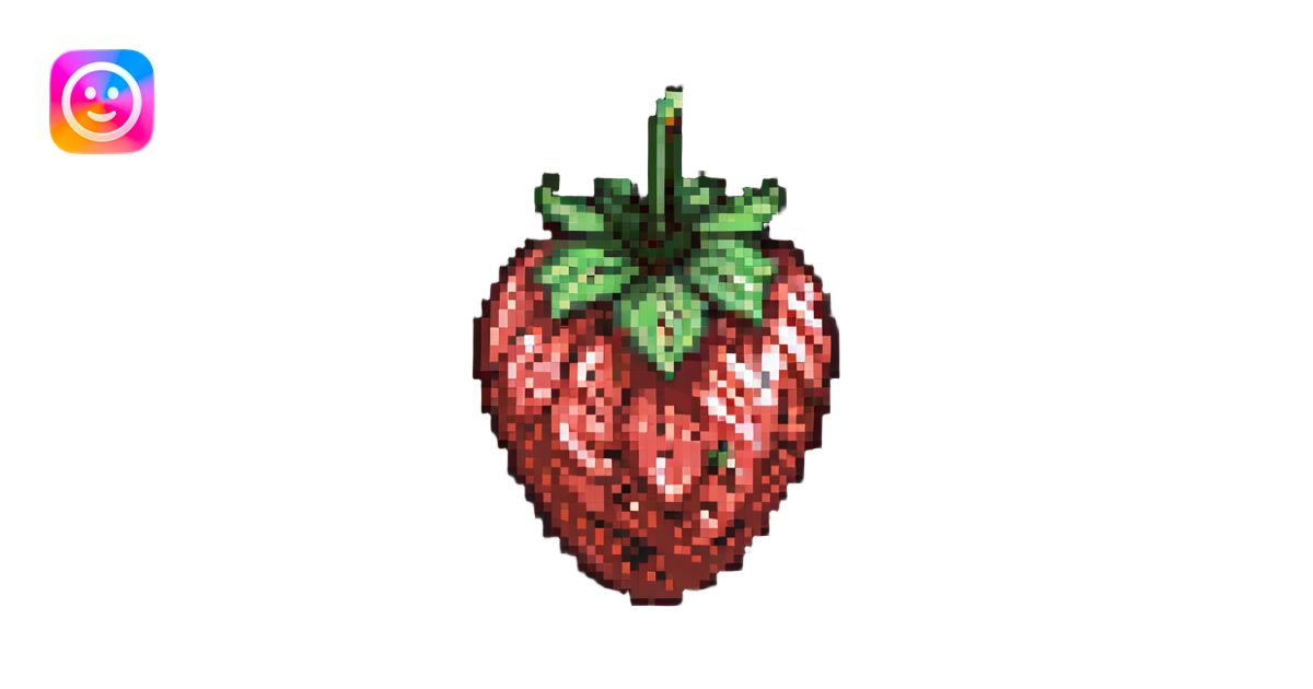 slightly tilted pixel art strawberry with visible seeds illustration ...