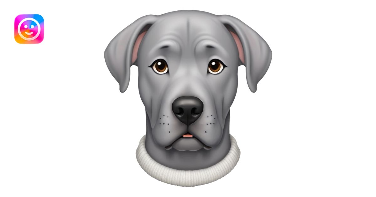 Realistic Grey Great Dane wearing a white knit sweater emoji | AI Emoji ...