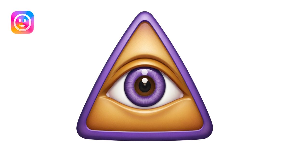 A triangle with a mix of colors as a border and a purple inside with an ...