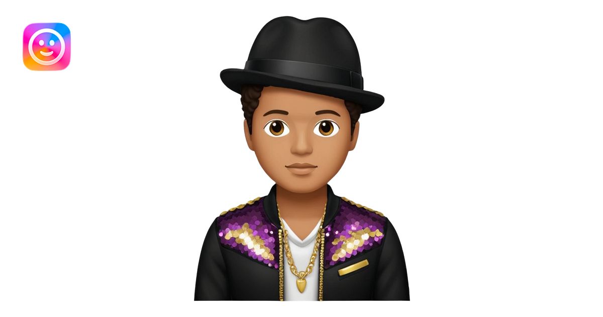 Bruno Mars with dark brown hair, black sequin outfit emoji | AI Emoji ...