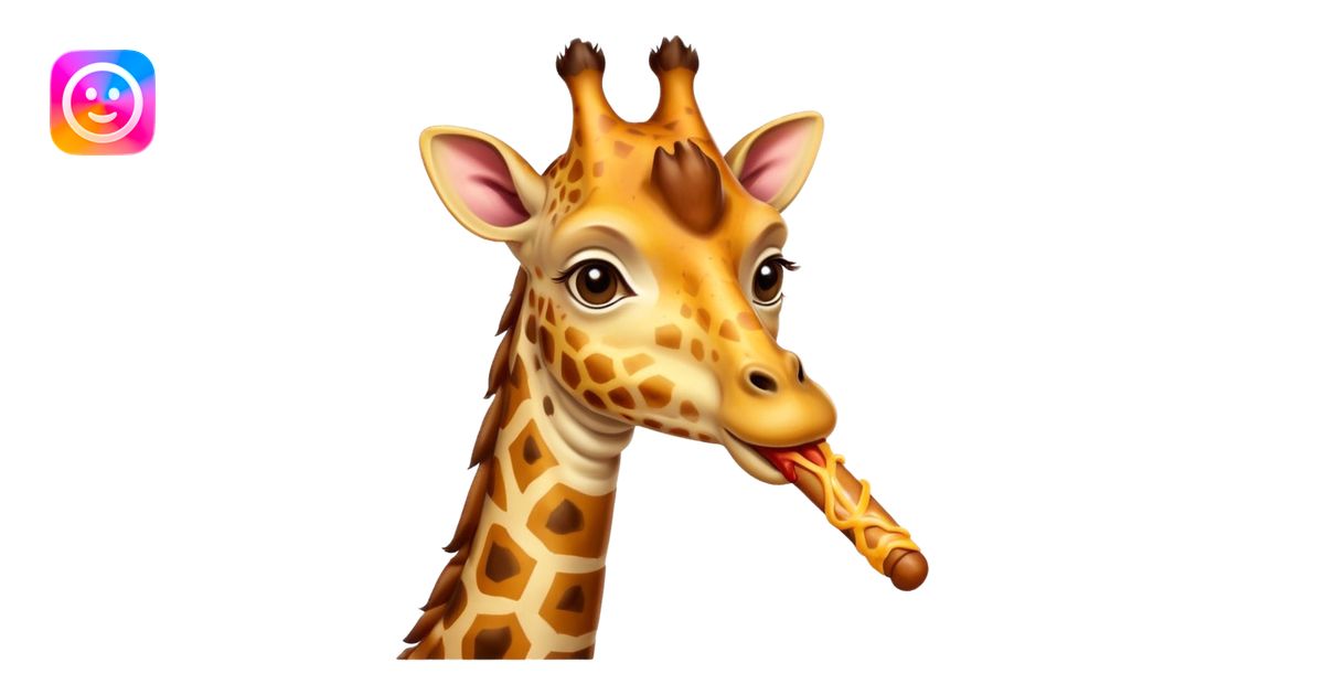 Giraffe eats hotdog emoji | AI Emoji Generator