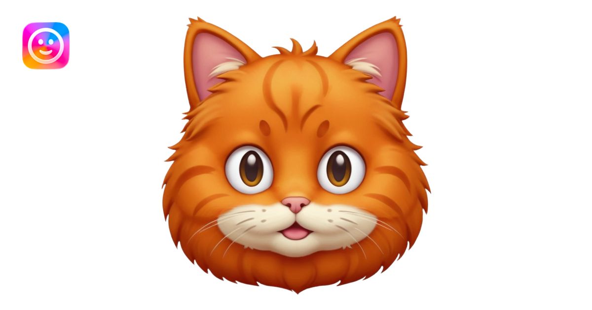 Garfield the orange cartoon cat, round face, big eyes, mischievous ...