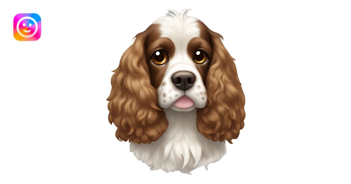 Cocker spaniel with a Mohawk brown and white spots emoji | AI Emoji ...