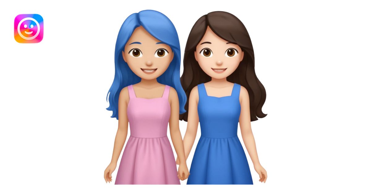 one Korean girl in blue and one white long haired brunette girl in ...