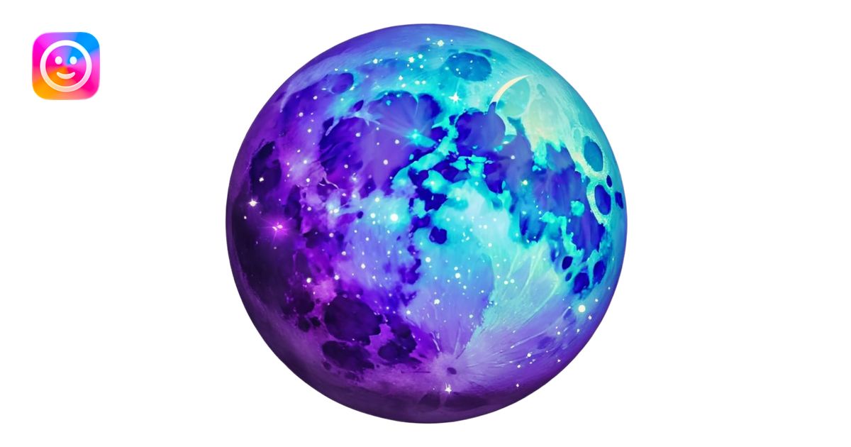 glitter purple and cian moon emoji | AI Emoji Generator