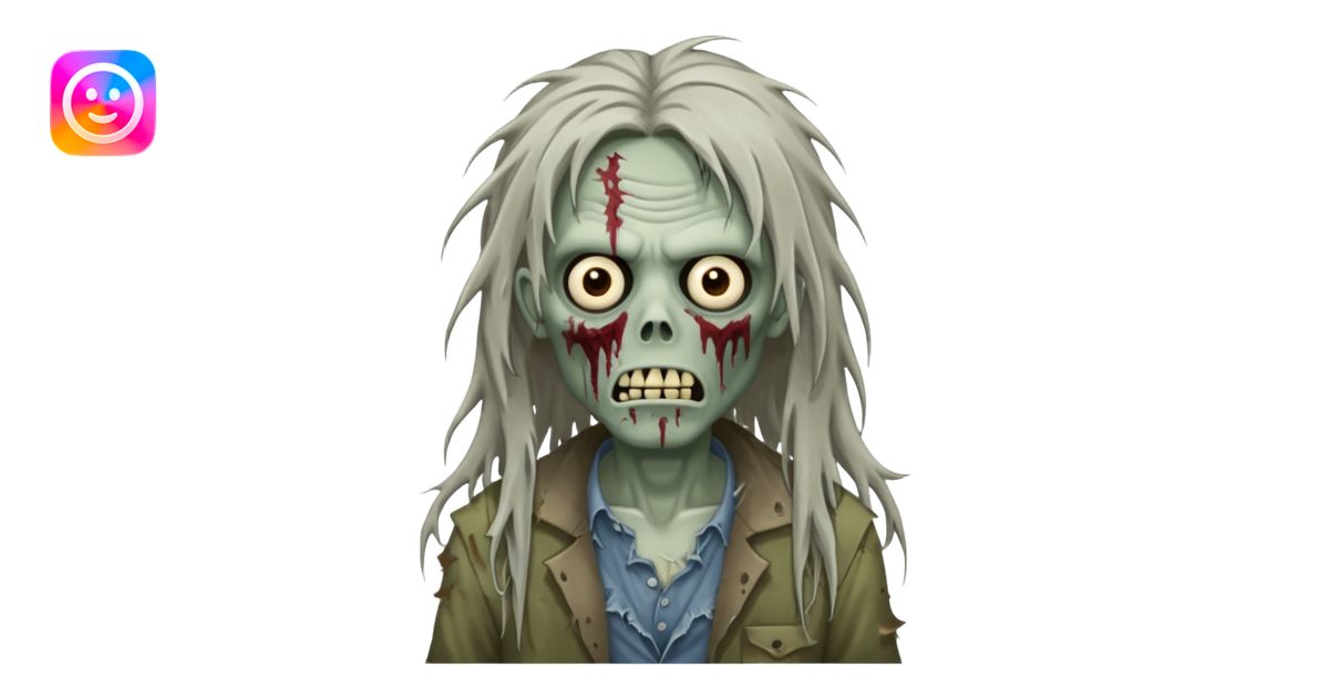 Zombie with long hair Infront of his face emoji | AI Emoji Generator