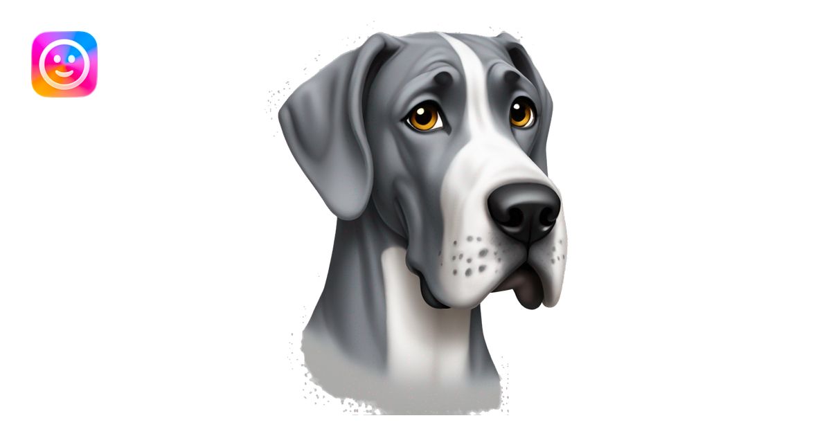 Grey Great Dane with white chest emoji | AI Emoji Generator