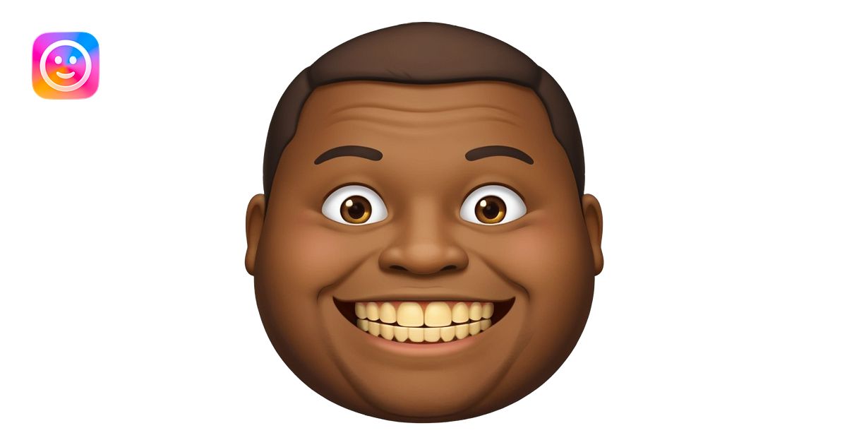 Fat black man missing half of front tooth emoji | AI Emoji Generator