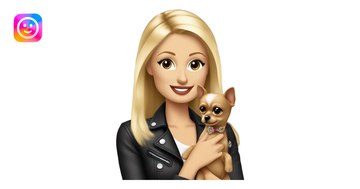 Paris Hilton and her dog emoji | AI Emoji Generator