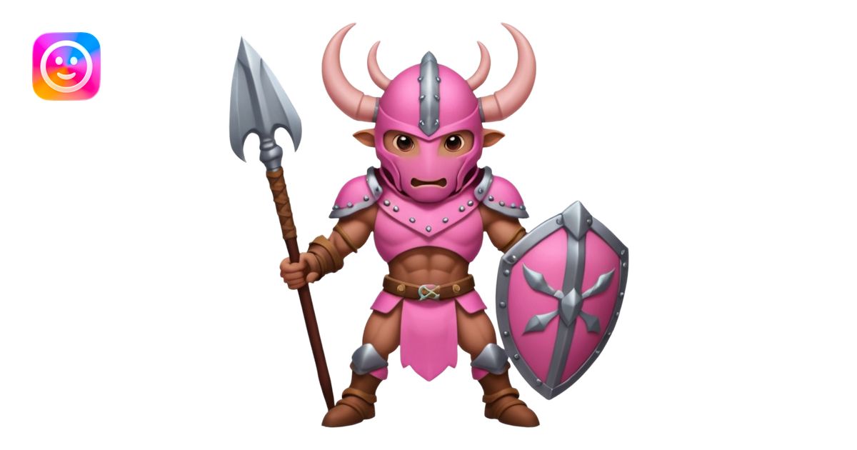 Pink Viking Warrior Ant with armor emoji | AI Emoji Generator