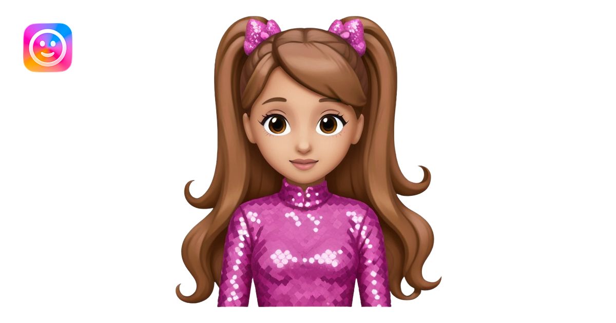 Ariana Grande with long light brown hair, pink sequin outfit emoji | AI ...