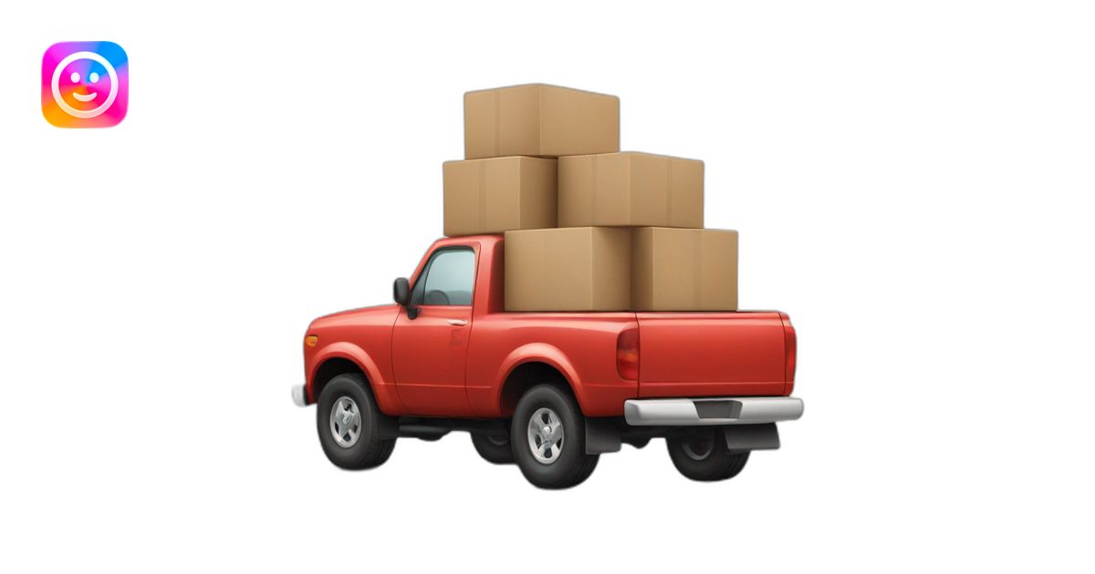 pick up Truck with boxes in the back emoji | AI Emoji Generator
