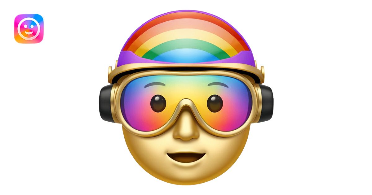 gold simulation rainbow visor goggles emoji | AI Emoji Generator