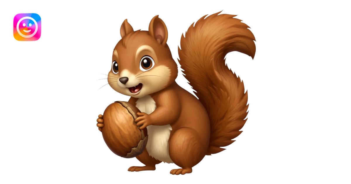 Squirrel bite giant acorn, panic emoji | AI Emoji Generator