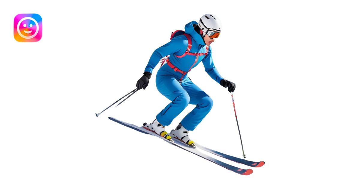 A skier gliding down a snowy mountain slope. The skier is in a dynamic ...