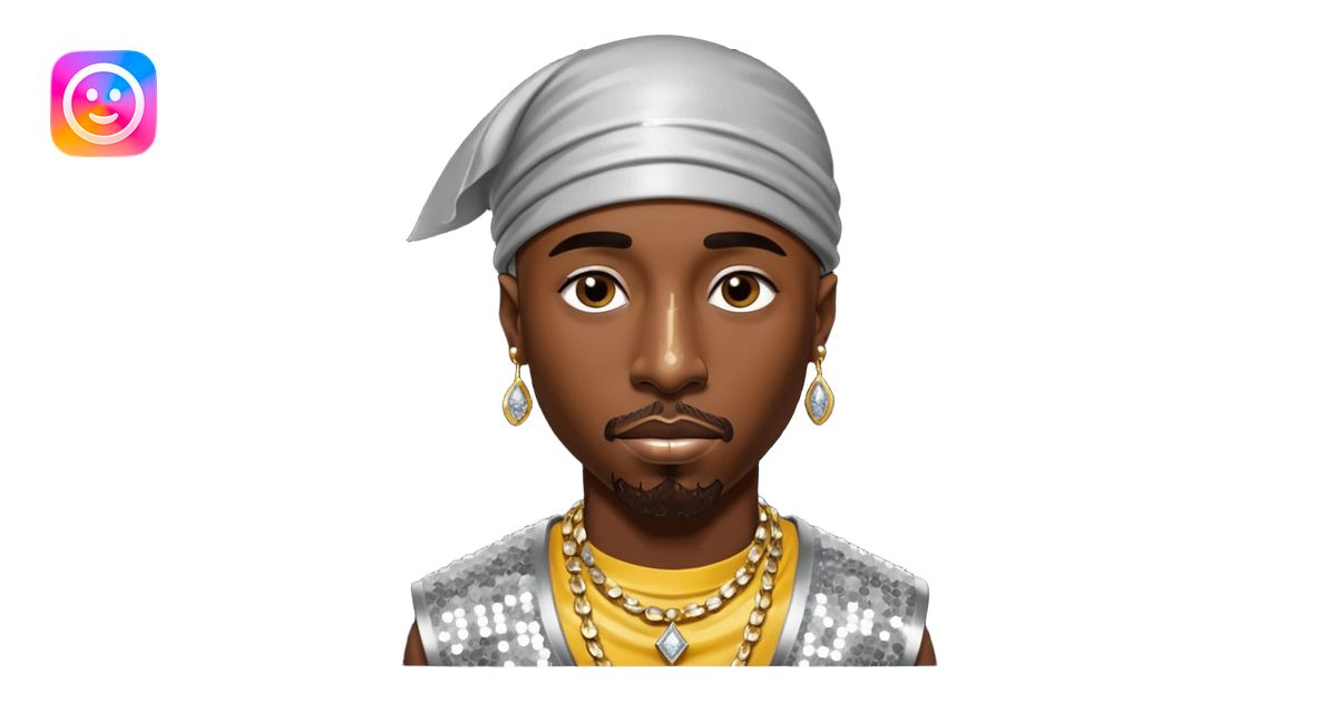Tupac with silver sequin outfit emoji | AI Emoji Generator