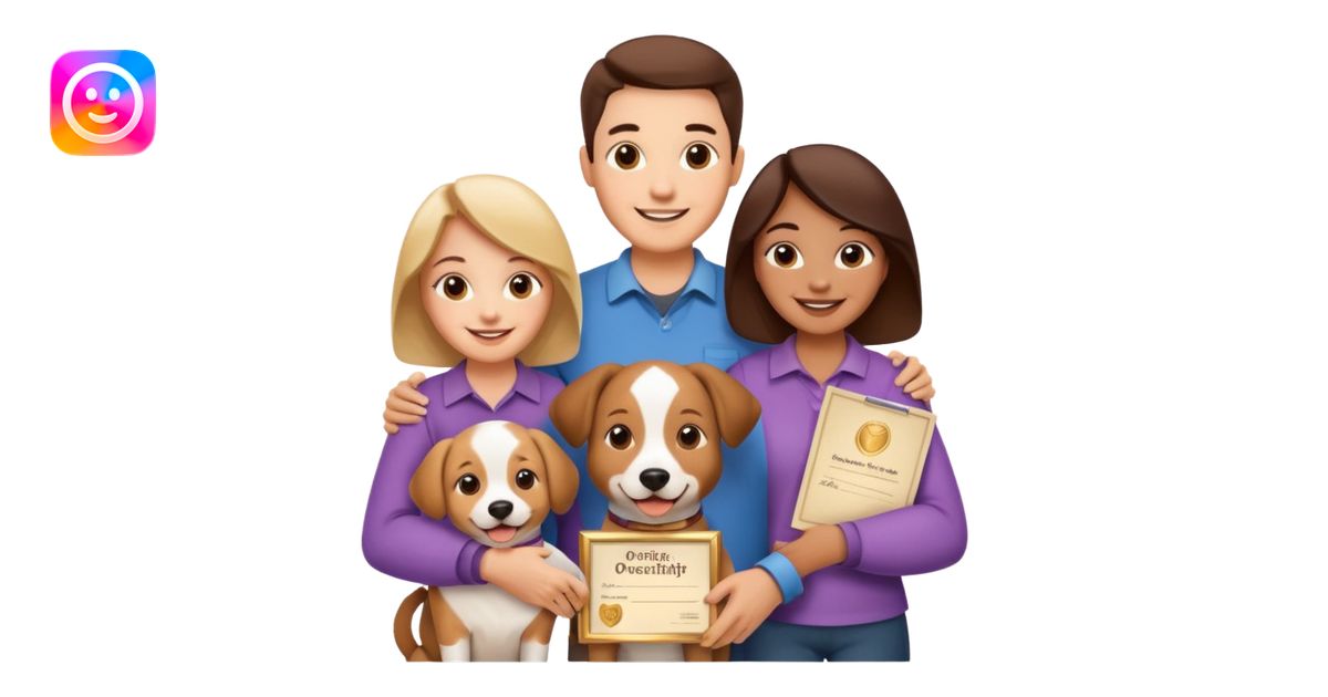 Certified Dog Owner Benefits, family, certificate, dog emoji | AI Emoji ...
