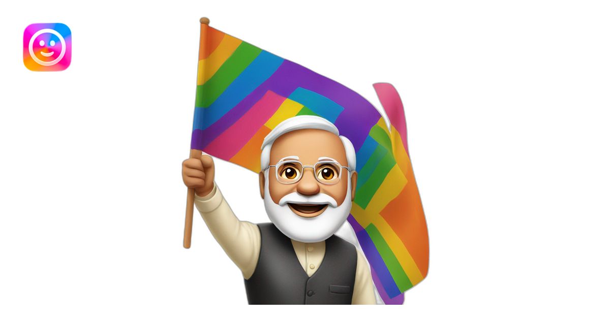 hyper realistic narendra modi waving lgbtq flag emoji | AI Emoji Generator
