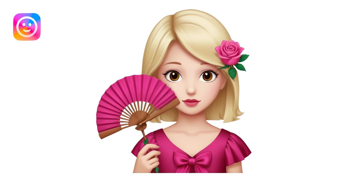 Clean girl pink fan and I love rose emoji | AI Emoji Generator