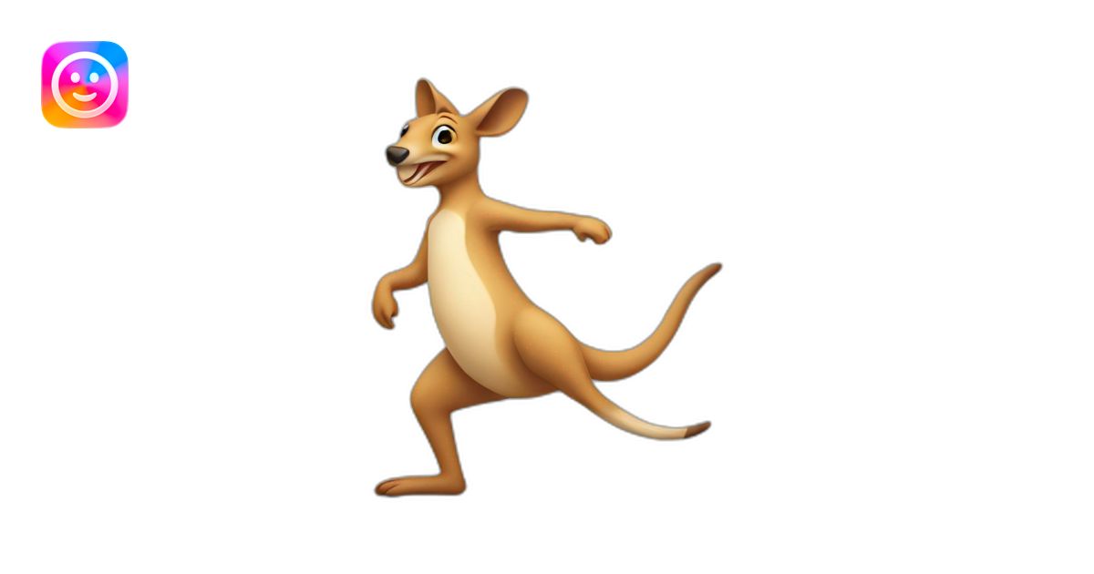 dancing kangaroo in blue emoji | AI Emoji Generator