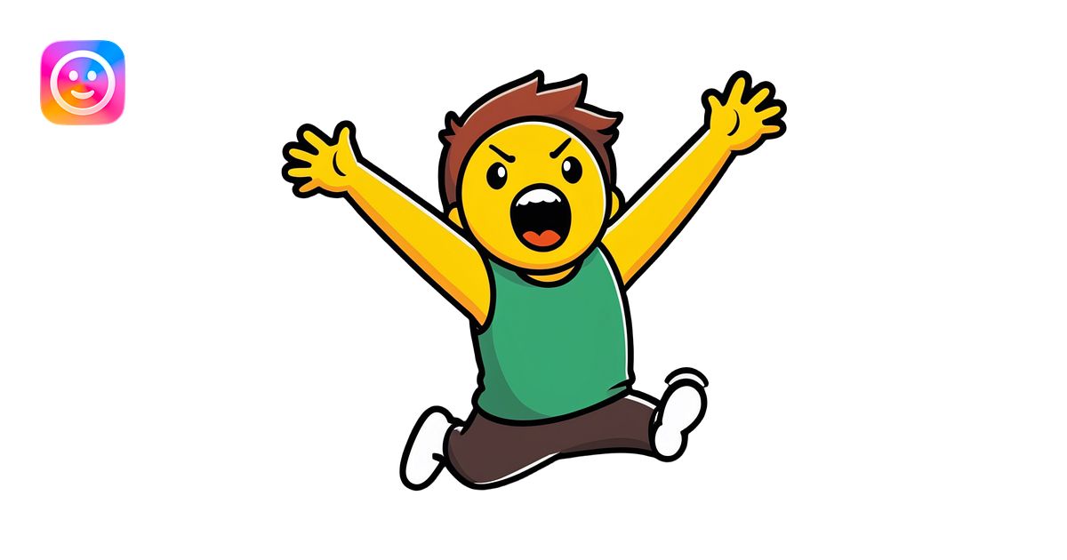 Jumping up and down with excitement yelling “yay!” image | AI Emoji ...