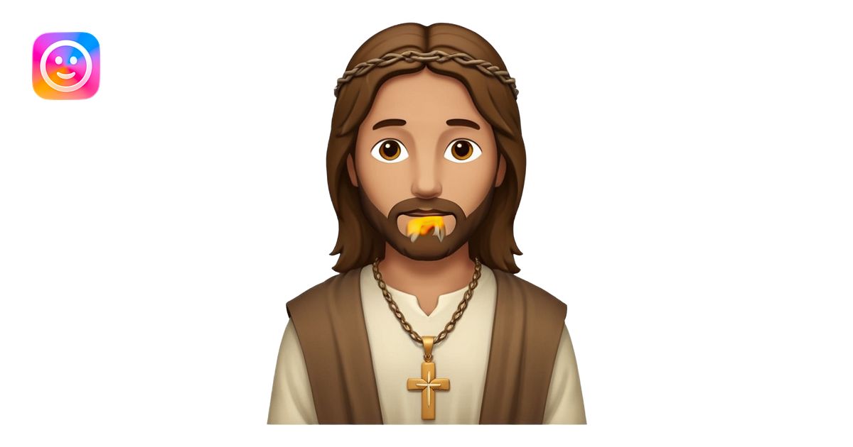 Jésus avec un collier avec une croix emoji | AI Emoji Generator