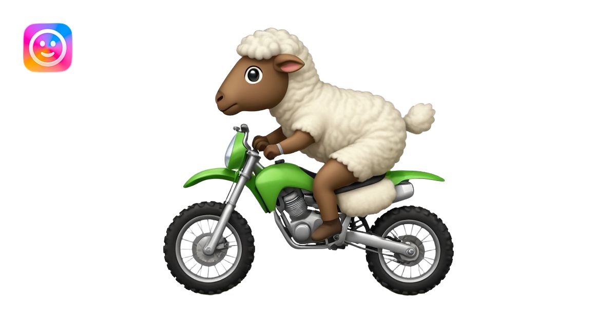cartoon sheep on a dirt bike jumping emoji | AI Emoji Generator