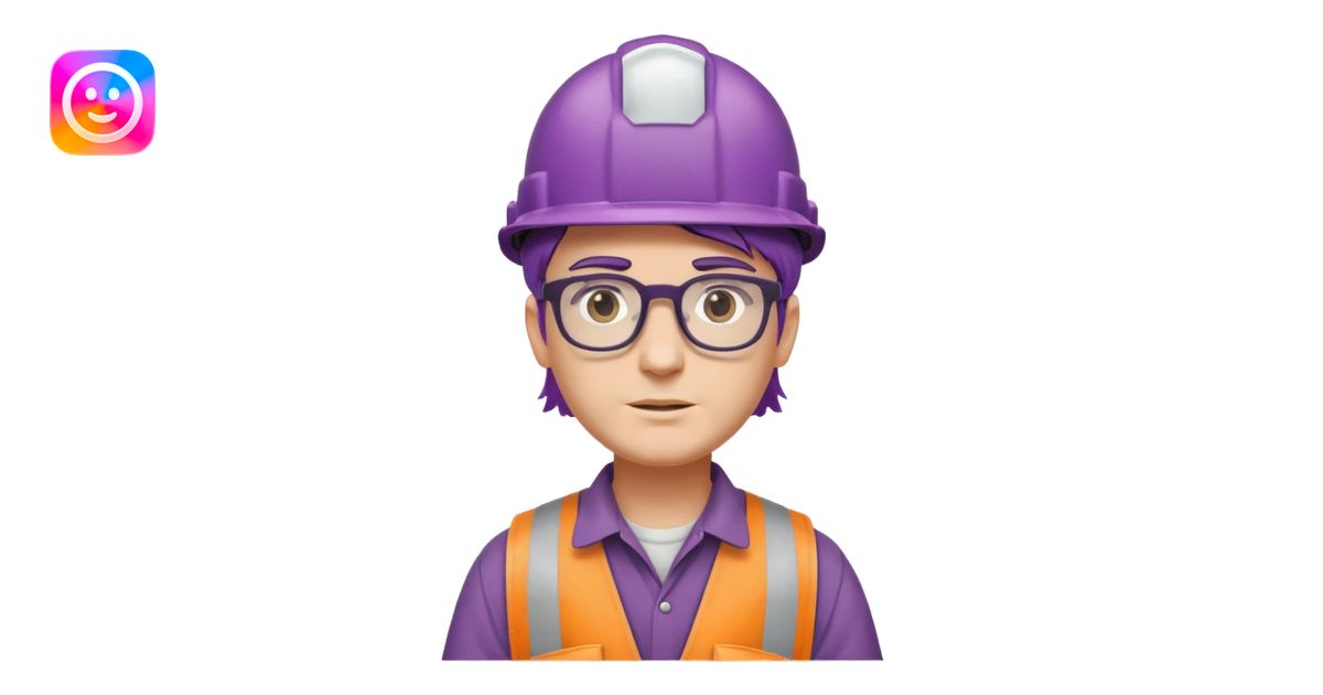 purple haired construction worker with spectacles emoji | AI Emoji ...
