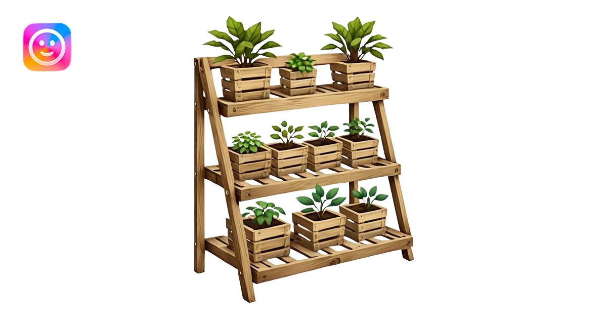 standing slanted Plant rack made from the wood of old oak pallets emoji ...