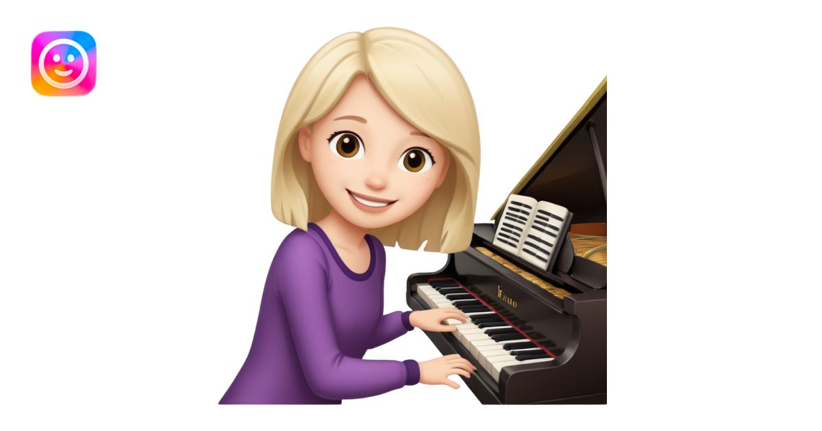 A cute girl in funny animated style , cartoon is playing the piano ...