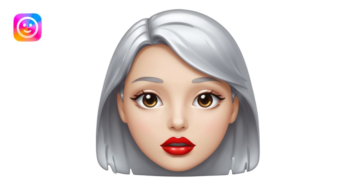 slightly parted lips, silver chrome material, glossy wet shine ...