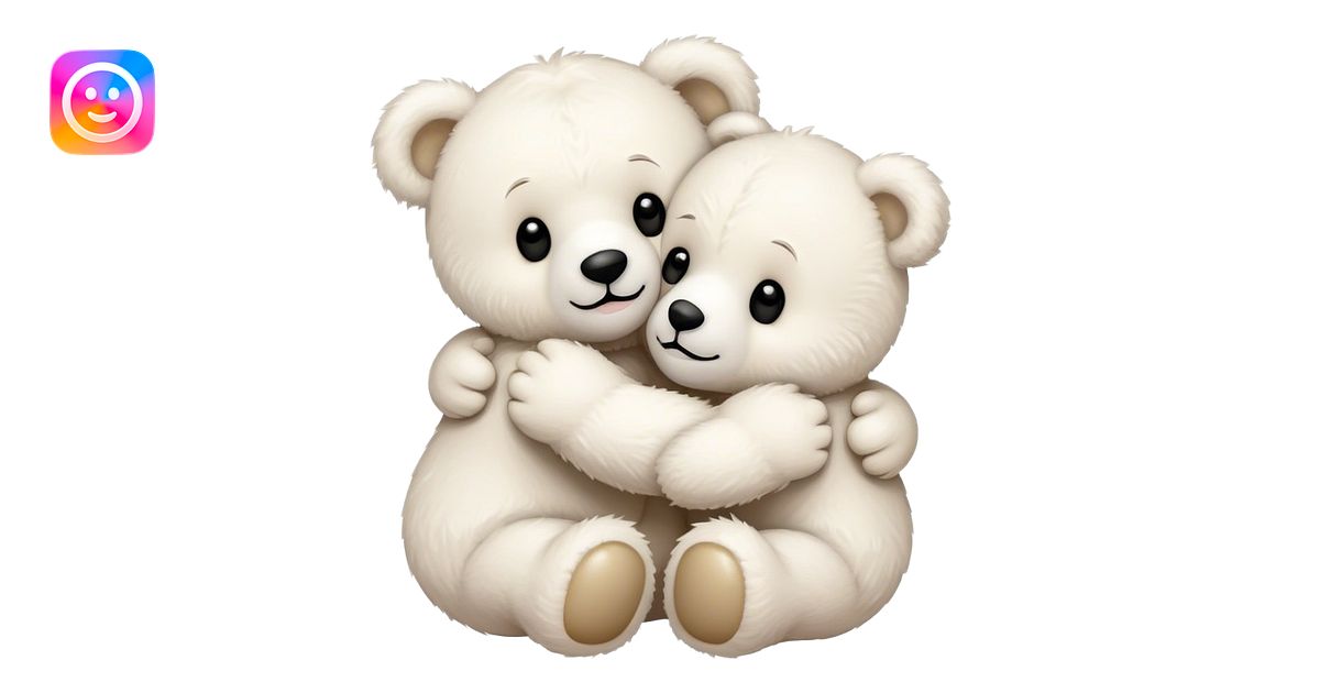 Happy White teddy bears hugging emoji | AI Emoji Generator
