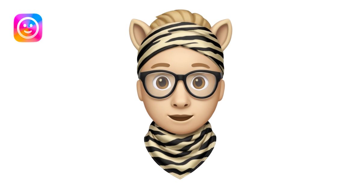 Nerd emoji with a zebra print bandana mask on emoji | AI Emoji Generator