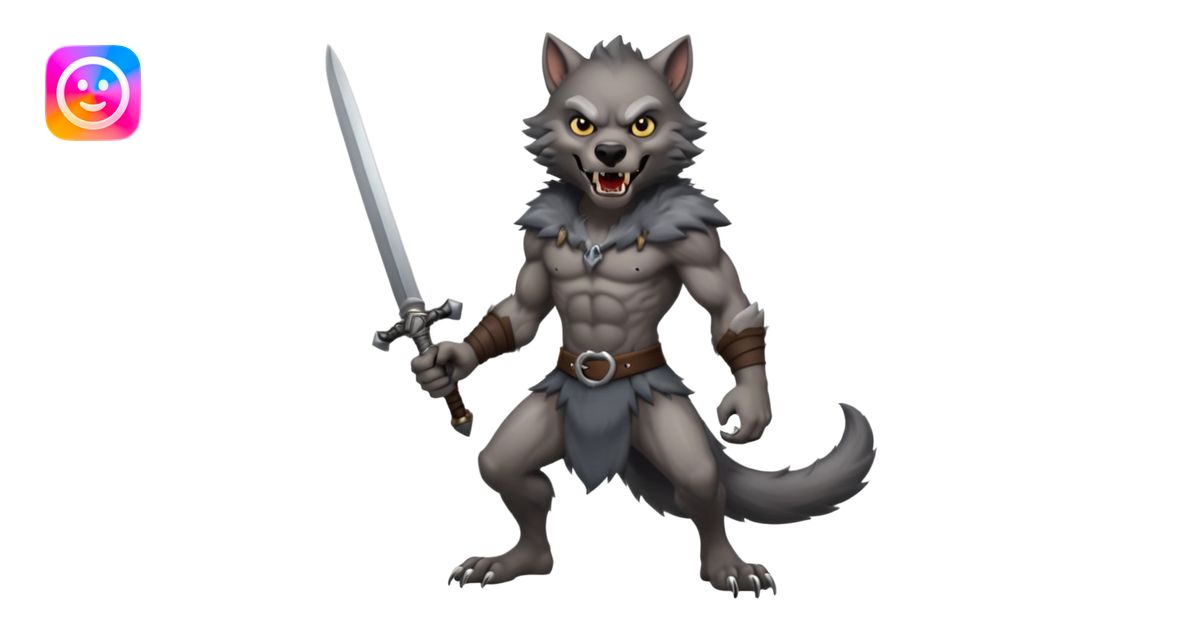 Werewolf with sword emoji | AI Emoji Generator