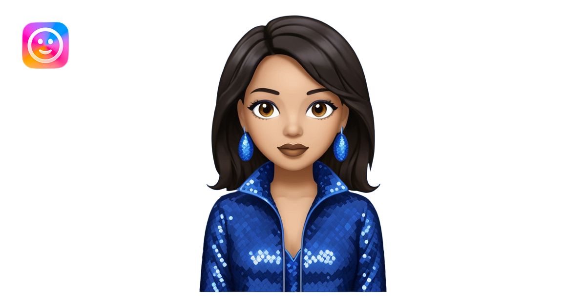 Monica, R&B Singer with dark brown hair, dark blue sequin outfit emoji ...