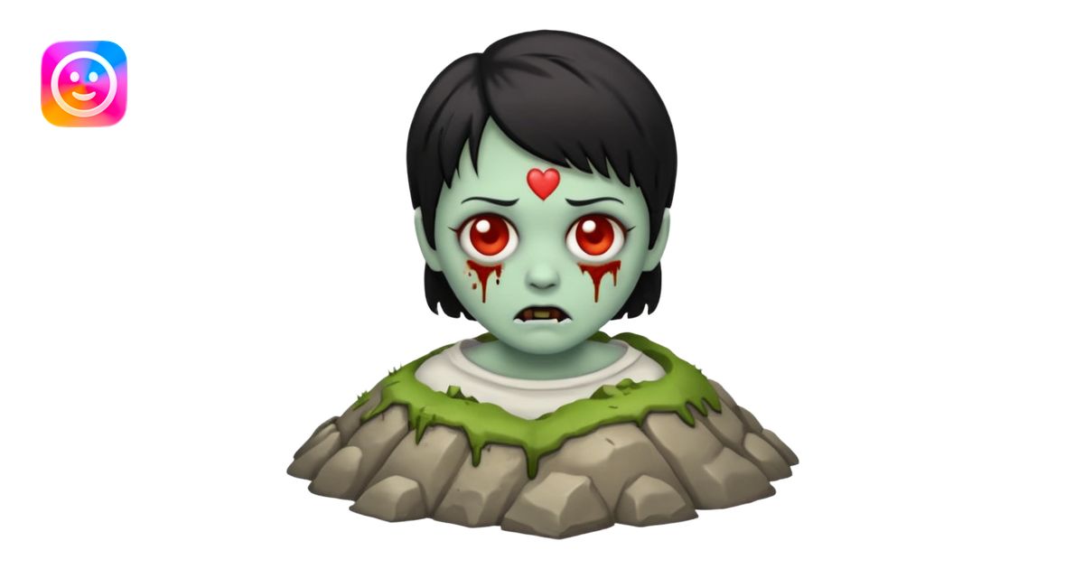 zombie emoji with short black hair and i ️ haunted mound t-shirt emoji ...