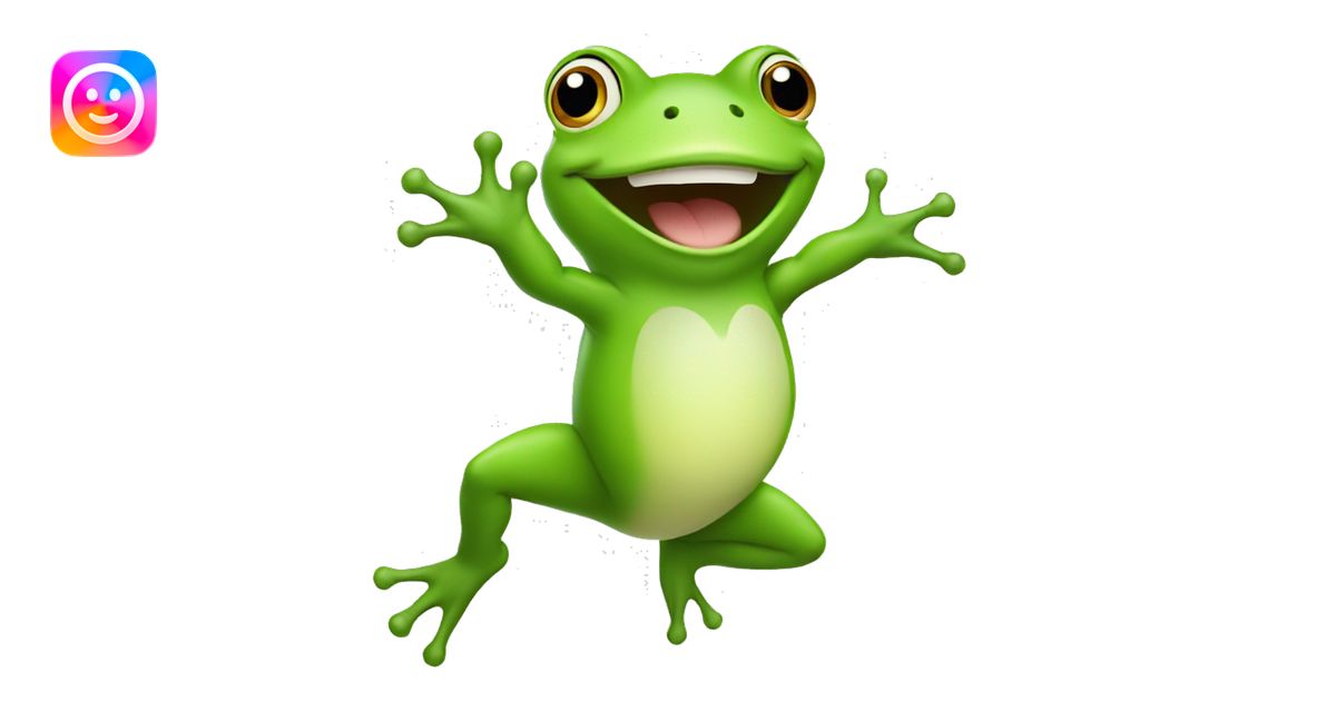 Happy cute frog jumping emoji | AI Emoji Generator