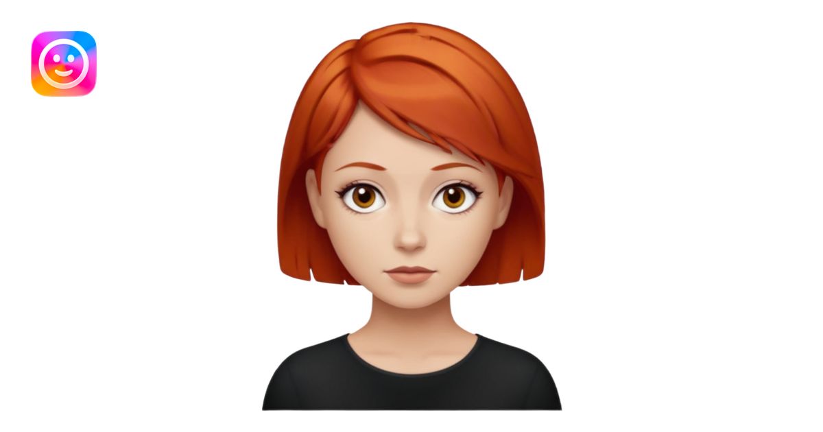 women with very short red hair and dark eyes emoji | AI Emoji Generator