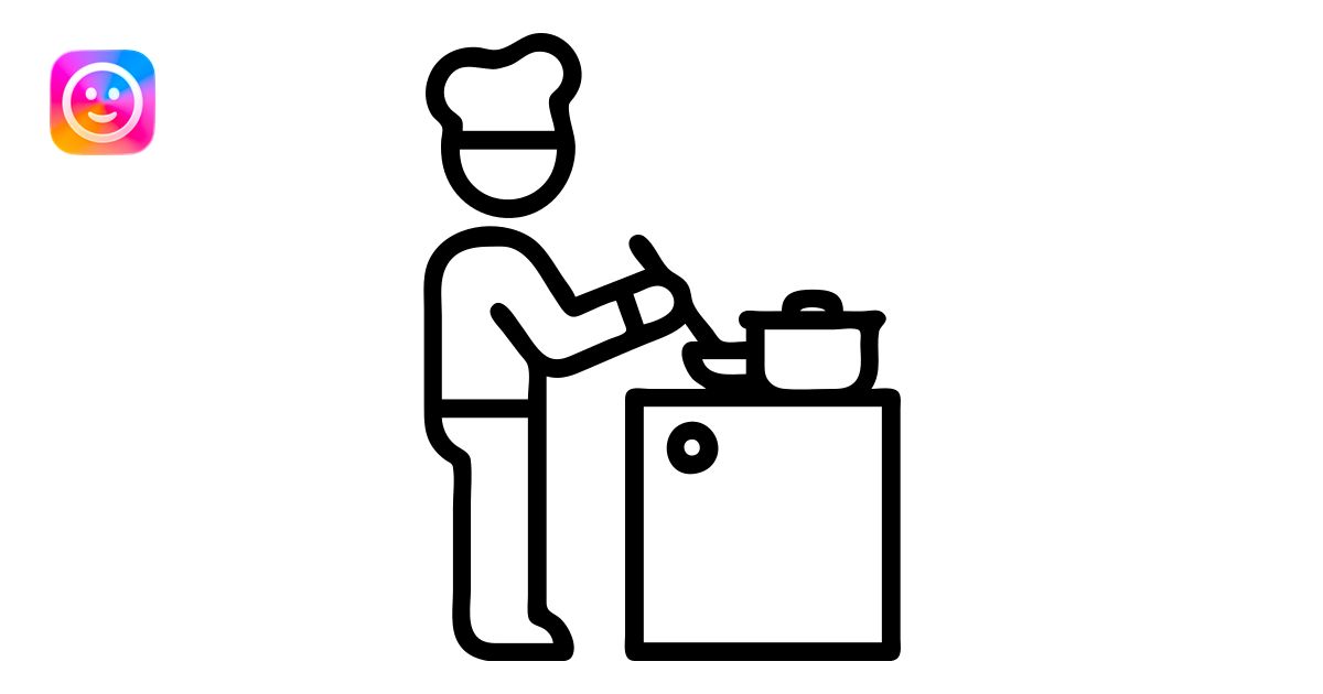 cook icon near the stove preparing food icon | AI Emoji Generator