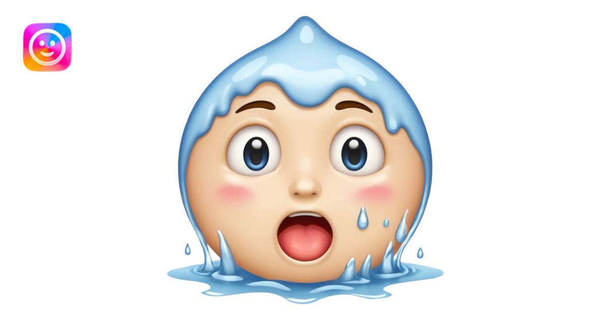 Make it emoji not a person Drooling and face wet and water is white ...